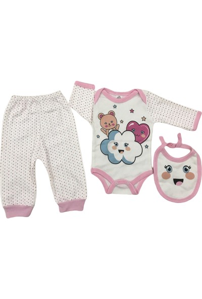 Baby Med Kız Bebek Bulut Figürlü Üçlü Takım