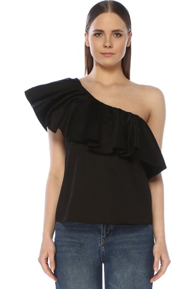 Network Kadın Tek Omuz Siyah Bluz