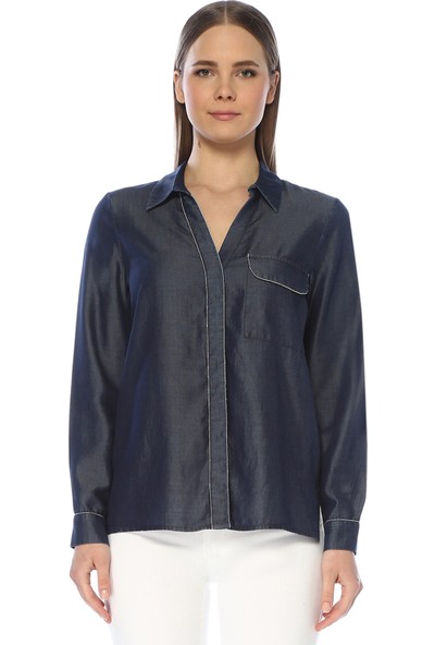 Network Kadın Lacivert Denim Gömlek