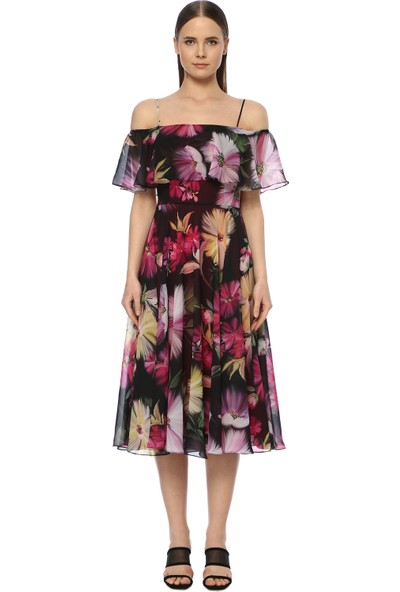 Network Kadın Midi Boy Siyah Elbise