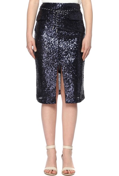 Network Kadın Payetli Lacivert Etek