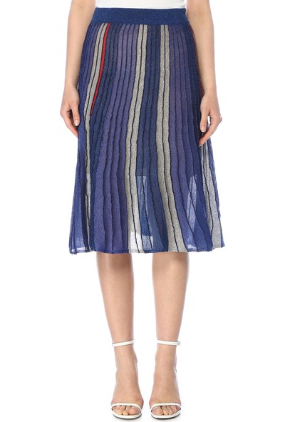 Network Kadın Çizgili Saks Etek