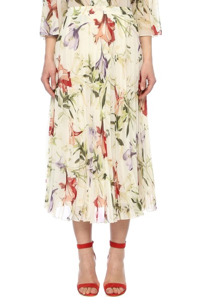 Network Kadın Uzun Boy Ekru Pilise Etek