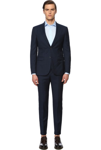 Network Erkek Kareli Lacivert Takım Elbise