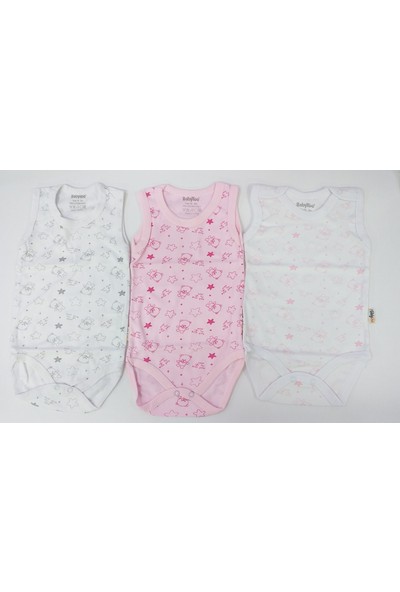 Babytoo Kız Bebek Desenli Askılı Çıtçıtlı Badi 3'lü Paket