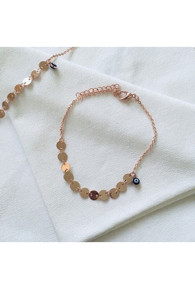 Pearl Beads Mineli Nazarlı Rose Halhal