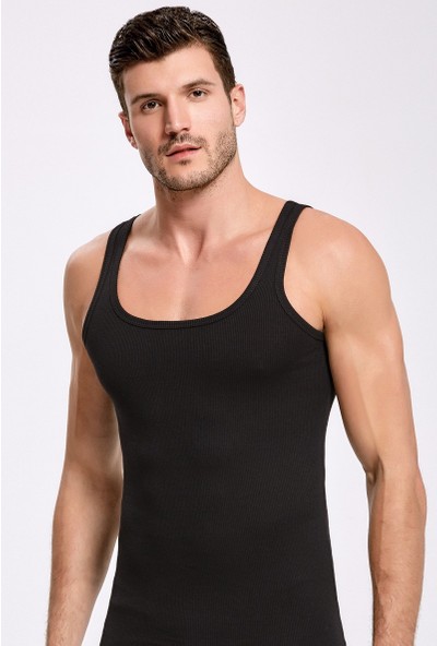 İlke Erkek 6'lı Pamuk Kaşkorse Spor Atlet (Siyah)