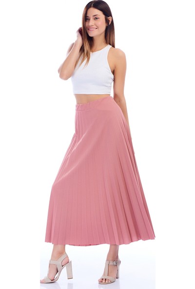 Miss Lusi 8272693 Mira Pliseli Beli Lastikli Uzun Etek