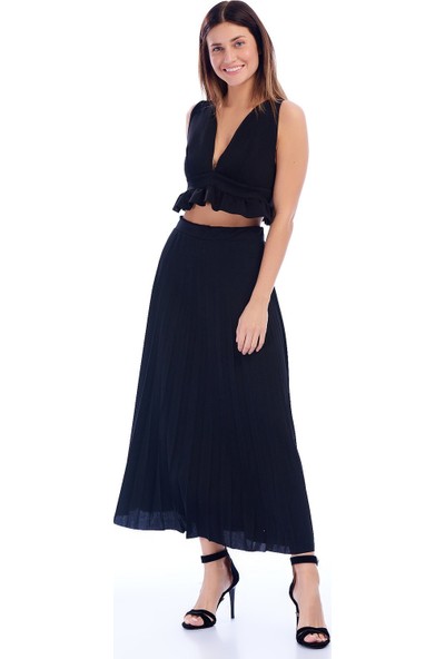 Miss Lusi 8272693 Mira Pliseli Beli Lastikli Uzun Etek