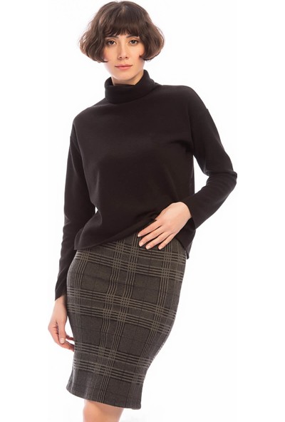 Miss Lusi 8505072 Ekose Çizgi Desen Beli Lastikli Yırtmaçlı Kalem Etek Miss Lusi 8505072 Ekose Çizgi Desen Beli Lastikli Yırtmaçlı Kalem Etek
