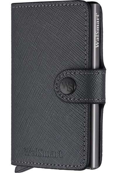 Walsmart Mini Safiano Füme Akıllı Mekanizmalı Deri Cüzdan -Kartlık Walsmart Mini Safiano Füme Akıllı Mekanizmalı Deri Cüzdan -Kartlık