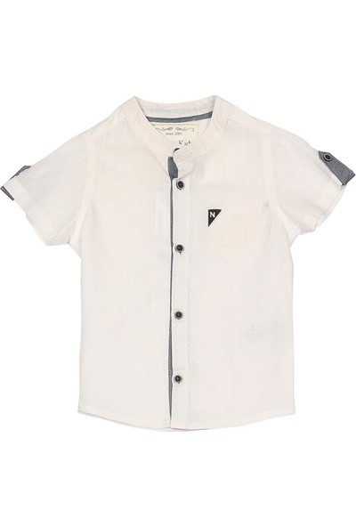 Nanica Hakim Yakalı Kısa Kol Erkek Bebek Gömlek-Kemik