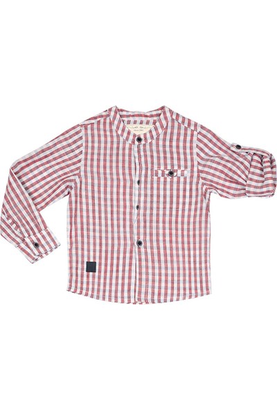 Nanica Hakim Yakalı Çizgili Uzun Kol Erkek Bebek Gömlek-Bordo