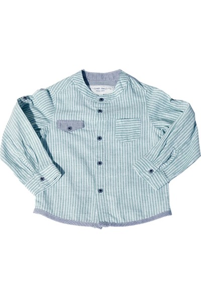 Nanica Cepli Hakim Yaka Uzun Kol Erkek Bebek Gömlek-Yeşil