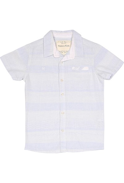 Nanica Gizli Cepli Çizgili Kısa Kol Erkek Çocuk Gömlek-Mavi Nanica Gizli Cepli Çizgili Kısa Kol Erkek Çocuk Gömlek-Mavi
