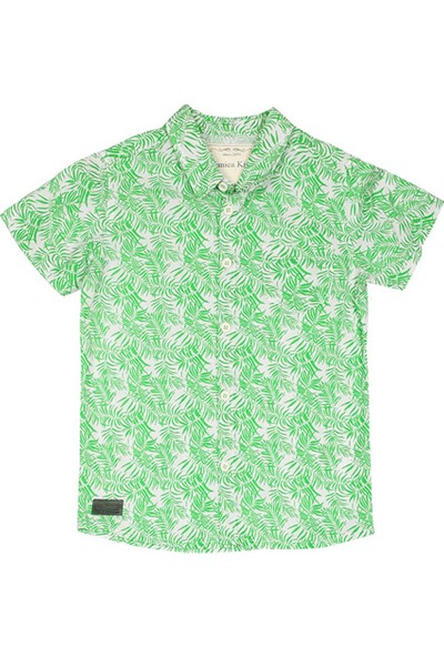 Nanica Palmiye Baskılı Kısa Kol Erkek Çocuk Gömlek