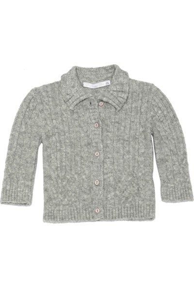 Nanica Yakalı Düğmeli Şardonlu Kız Çocuk Hırka