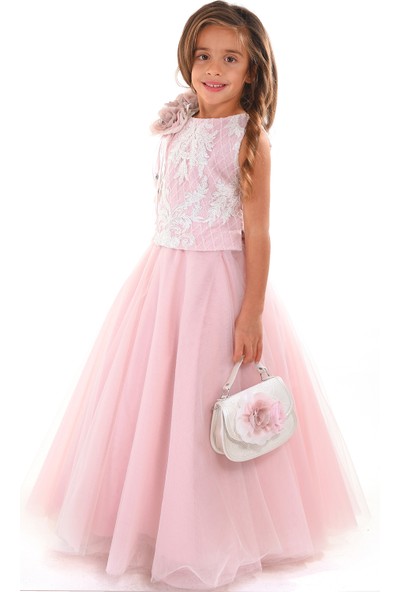 Mialora Couture Kız Çocuk Abiye Elbise Pudra