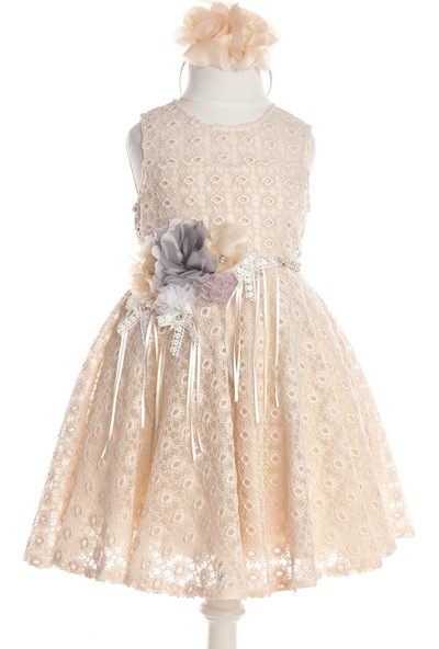 Mialora Couture Kız Çocuk Abiye Elbise Ekru