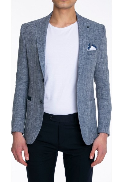 Suitmen Desenli Spor Tek Ceket Mavi 5001K1830503