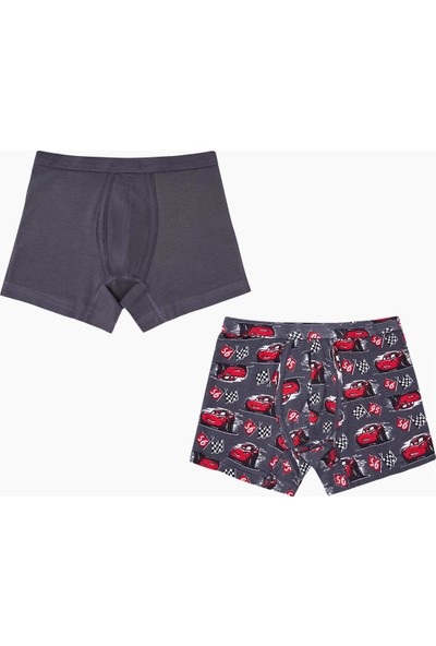 Bross 2'Li Paket Araba Desenli Çocuk Boxer Füme