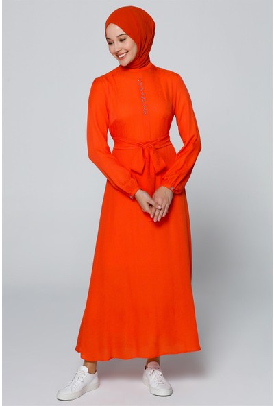 Armine Boncuk Işlemeli Kadın Günlük Elbise Oranj 20Y9104 Armine Boncuk Işlemeli Kadın Günlük Elbise Oranj 20Y9104