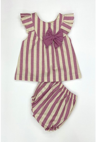 Colored Baby Kız Bebek Keten Şort Takım 2 Parça Colored Baby Kız Bebek Keten Şort Takım 2 Parça