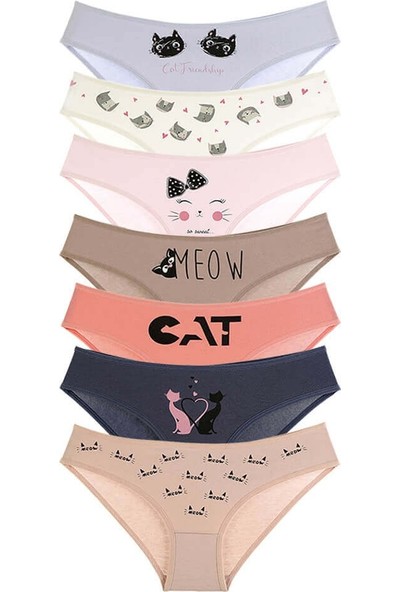 Donella 7'li Kedi Baskılı Genç Kız Külot - 5171K7 Donella 7'li Kedi Baskılı Genç Kız Külot - 5171K7