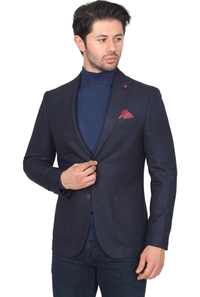 White Stone Slim Fit Sivri Yaka Ceket Desenli White Stone Slim Fit Sivri Yaka Ceket Desenli
