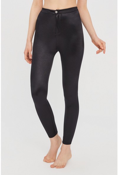 Penti Siyah Shiny Button Detailed Pantolon Penti Siyah Shiny Button Detailed Pantolon