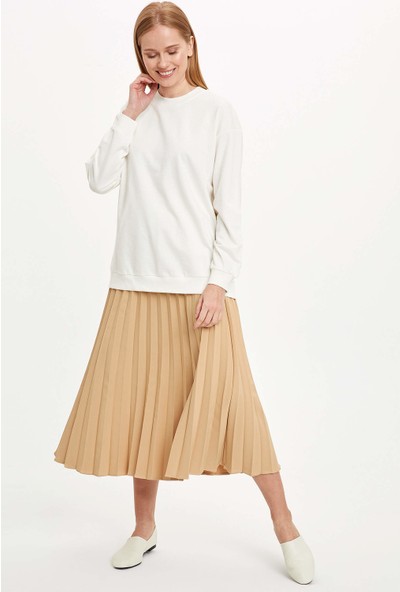 Defacto Relax Fit Uzun Dokuma Etek N0357AZ20SM Defacto Relax Fit Uzun Dokuma Etek N0357AZ20SM