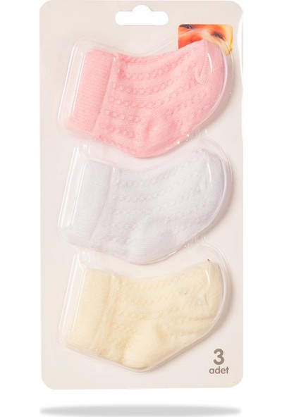 Socks Concept 3lü Eko Paket Örgü Desenli Kız Bebek Çorabı
