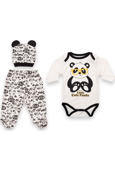 Güneş Bebe Panda Baskılı Body 3'lü Takım