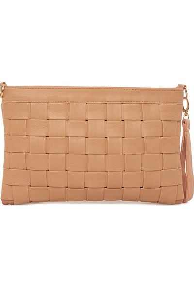Bagmori Pudra Örgü Derili Portföy Çanta