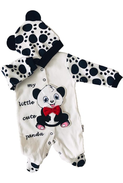 Necixs Baby Necix Şapkalı Tulum Pandalı %100 Pamuk