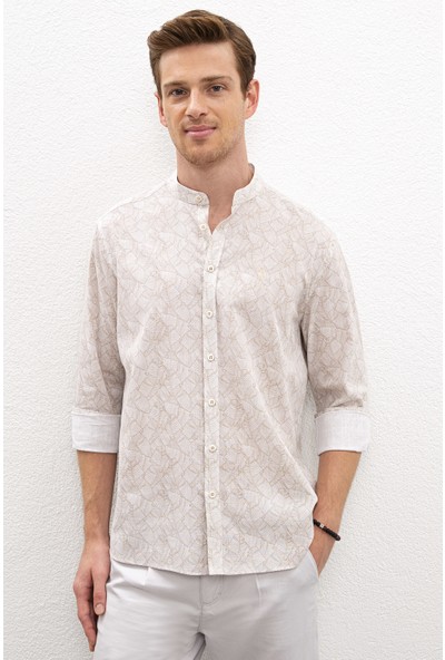 U.S. Polo Assn. Erkek Bej Gömlek Uzunkol