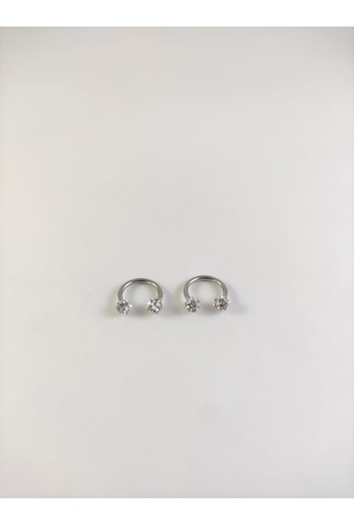 Takıparkxs 316L Cerrahi Çelik Ikili 8 mm Shambala Taşlı Septum Piercing Set