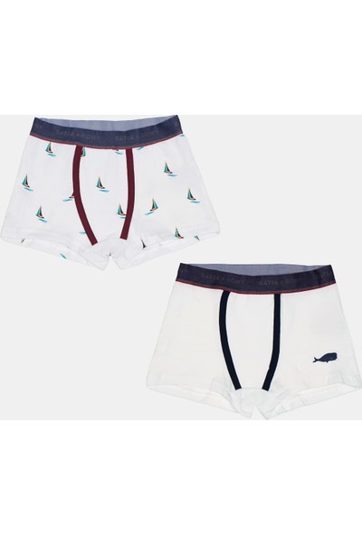 Katia&Bony Salior 2'Li Erkek Çocuk Boxer - White