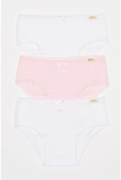 Katia&Bony Love 3'Lü Basic Kız Çocuk Slip - Beyaz/Pembe/Beyaz