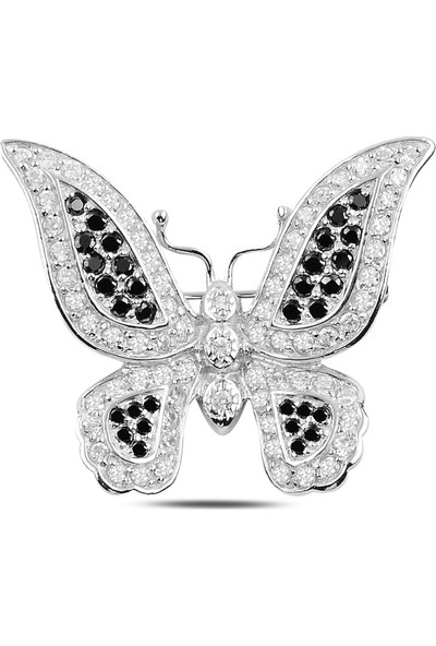 Zuk Collection Gümüş Kelebek Zirkon Taşlı Broş