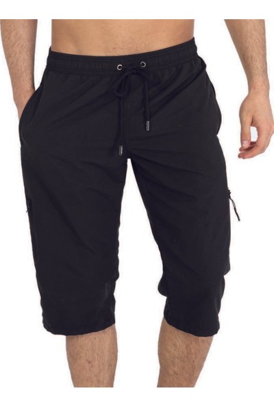 Miami Beach Siyah Su Itici Özellikli Dijital Desenli Düz Renk Erkek Kapri - 941-SIYAH Miami Beach Siyah Su Itici Özellikli Dijital Desenli Düz Renk Erkek Kapri - 941-SIYAH