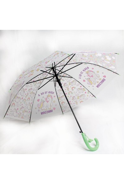 Disney Unicorn Temalı Şeffaf Yeşil Saplı Düdüklü Çocuk Şemsiyesi Disney Unicorn Temalı Şeffaf Yeşil Saplı Düdüklü Çocuk Şemsiyesi