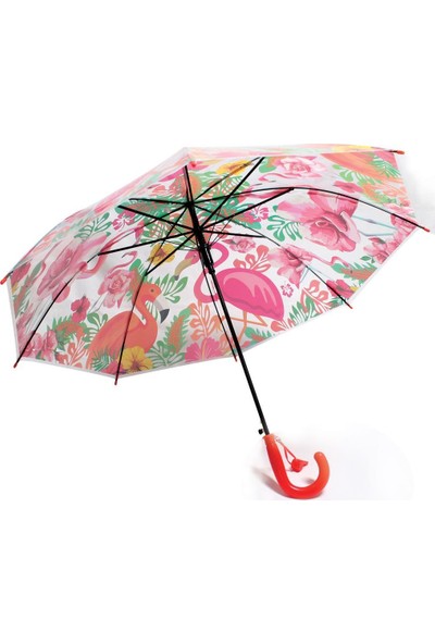 Disney Flamingo Temalı Çiçekli Şeffaf Turuncu Saplı Düdüklü Çocuk Şemsiyesi Disney Flamingo Temalı Çiçekli Şeffaf Turuncu Saplı Düdüklü Çocuk Şemsiyesi