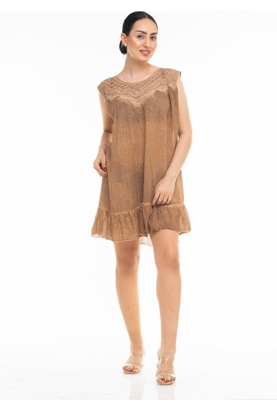 Maldia Dantel Detaylı Sıfır Kol İtalyan Elbise Maldia Dantel Detaylı Sıfır Kol İtalyan Elbise