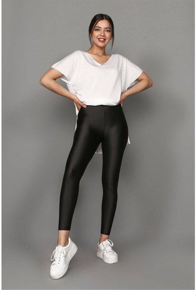 Deniz Kadın Yüksek Bel Toparlayıcı Parlak Disco Tayt Deniz Kadın Yüksek Bel Toparlayıcı Parlak Disco Tayt