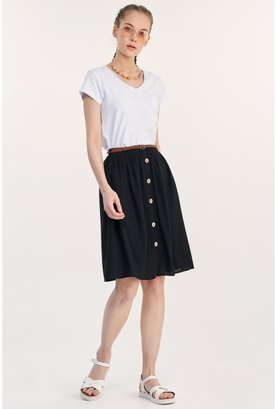 Fullamoda Kadın Düğmeli Kısa Etek Fullamoda Kadın Düğmeli Kısa Etek