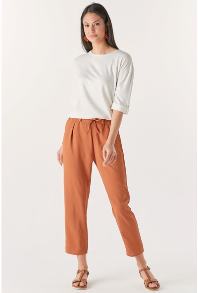 Fullamoda Kadın Beli Lastikli Cepli Pantolon