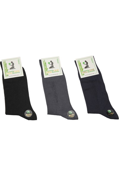 Redzone Çok Renkli 3'Lü Bambu Desenli Çorap