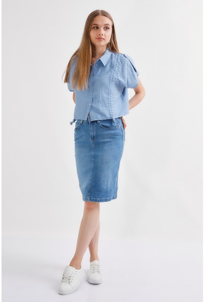 Wathka Kadın Hemley Classic Ultra Likra Denim Etek Wth Gold - Açık Mavi Wathka Kadın Hemley Classic Ultra Likra Denim Etek Wth Gold - Açık Mavi