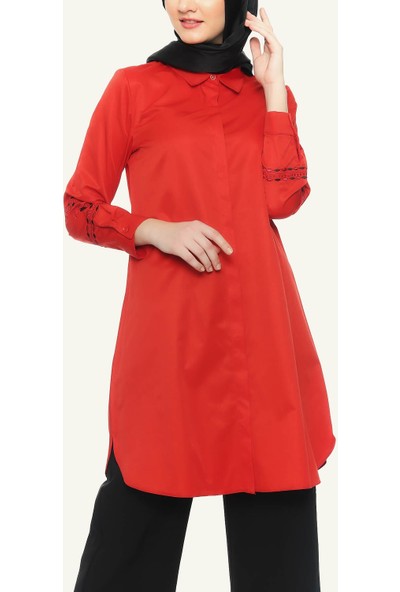Wathka Kadın Nakışlı Gömlek - Kırmızı Wathka Kadın Nakışlı Gömlek - Kırmızı